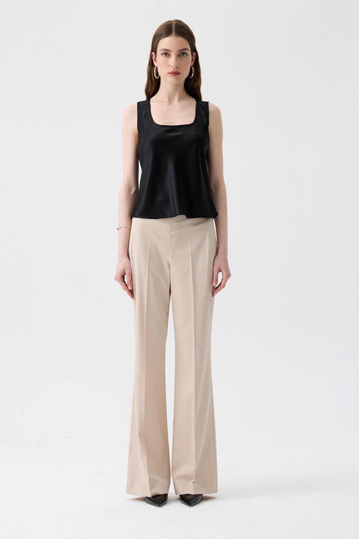 Square Neck Black Blouse with Straps